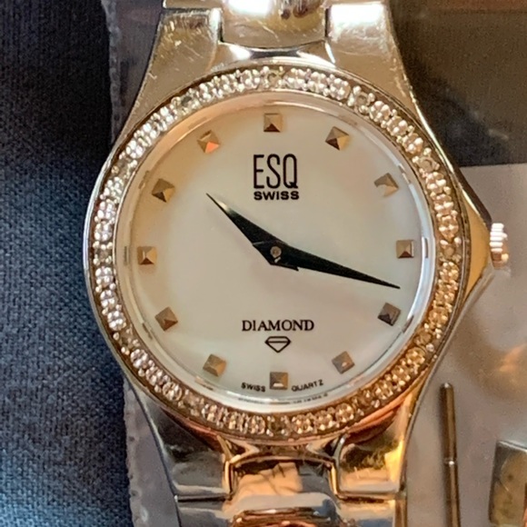 Movado | Accessories | Esq Swiss Diamond Ladies Watch Mother Of Pearl ...